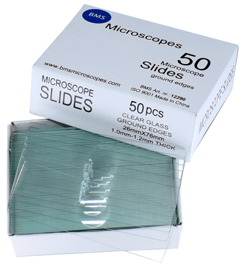 BMS microscope slides 76 x 26 mm with single cavity 1.0 - 1.2 mm thick - BMS Microscope webshop